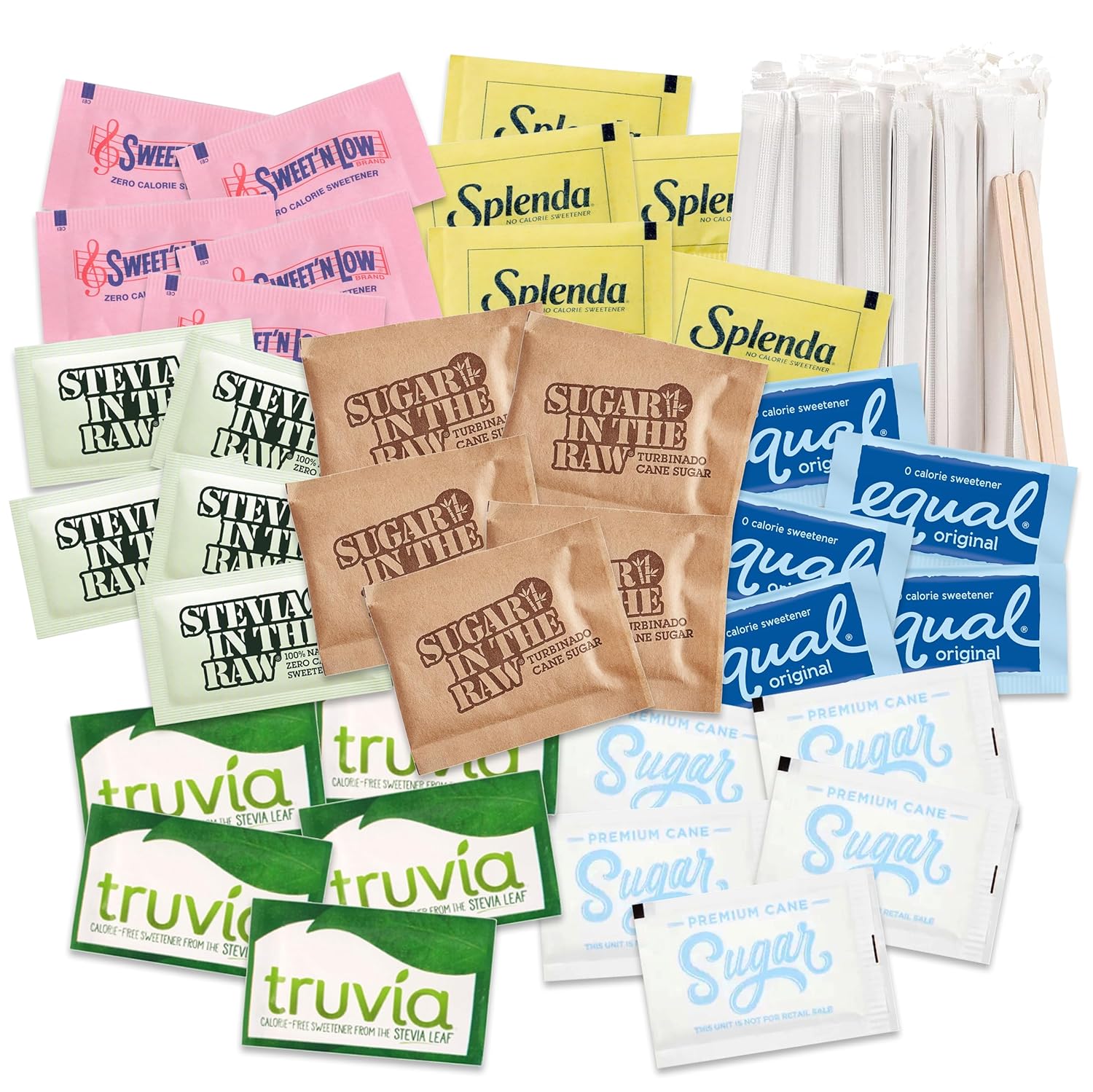 BLUE RIBBON, Sugar and Sweetener Assortment Packets Plus Wooden Coffee ...